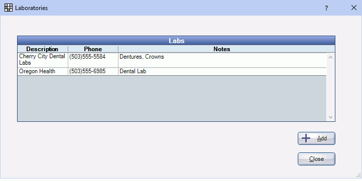 Open Dental Software - Laboratories
