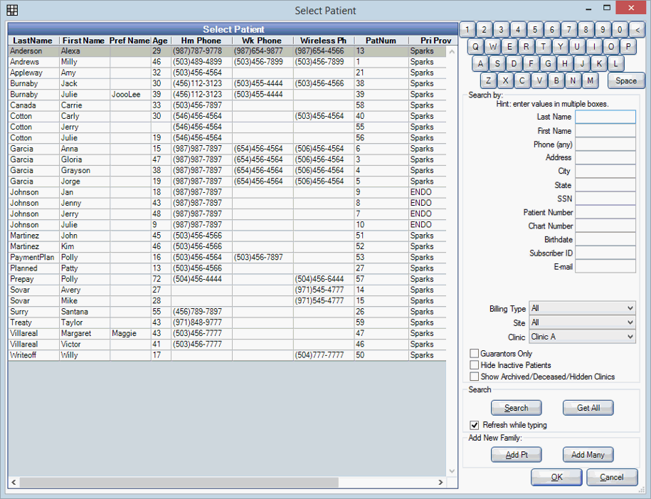 Open Dental Software Manual - Selecting Patients