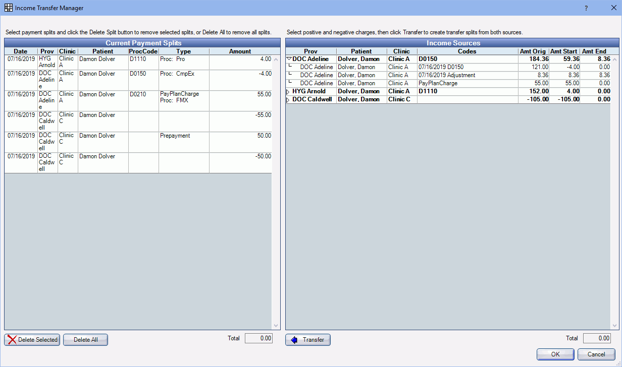 Open Dental Software - Income Transfer Manager
