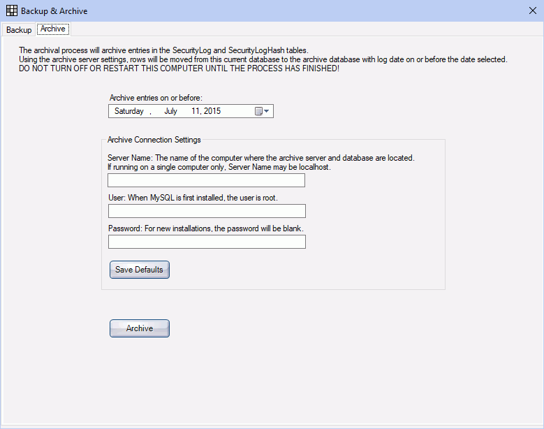 Open Dental Software - Backup and Archive Tool
