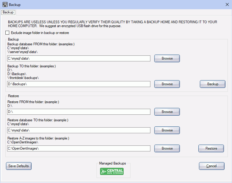 Open Dental Software - Backup Tool