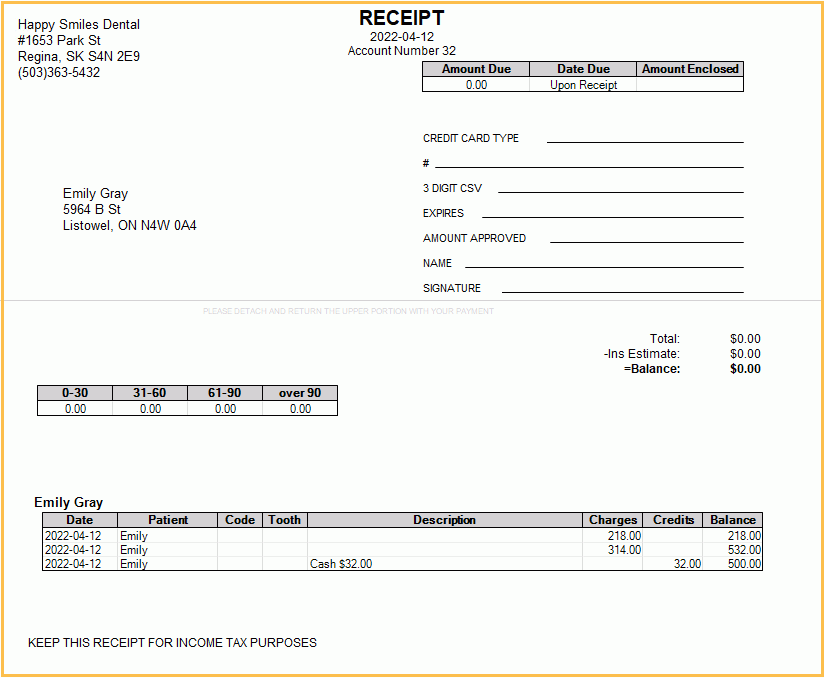 Open Dental Software - Canada Receipts