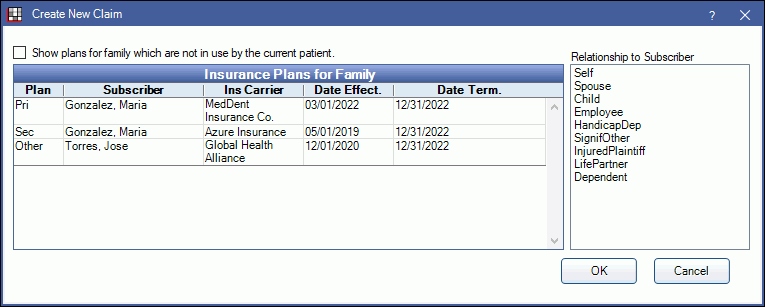 Open Dental Software - Claim Types
