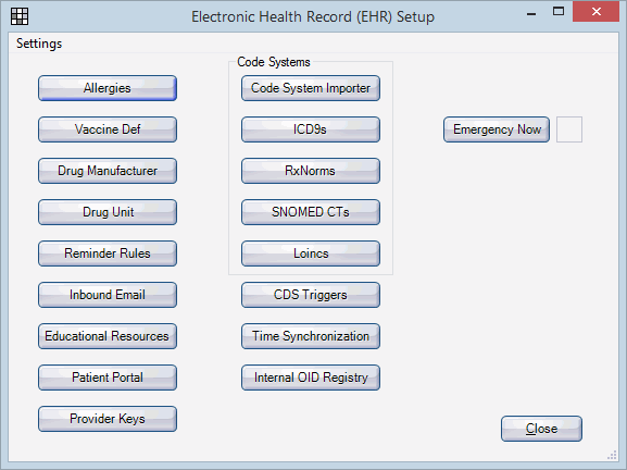 Open Dental Software - EHR Setup Window