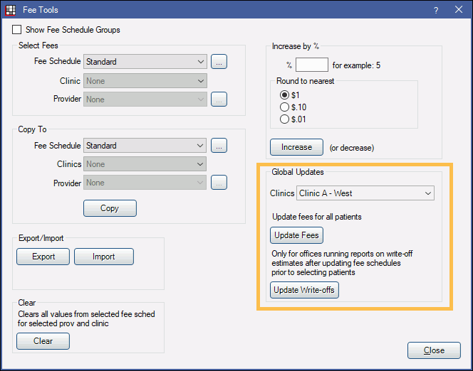 Open Dental Software - Fees Update