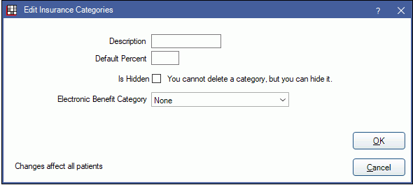 Open Dental Software - Insurance Categories