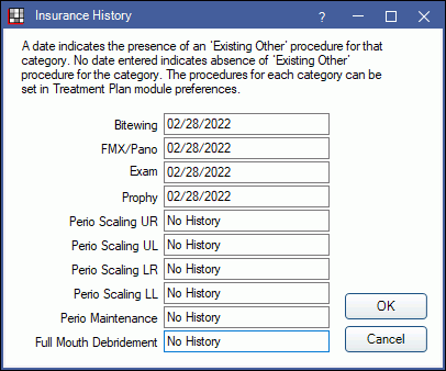 Open Dental Software - Insurance History