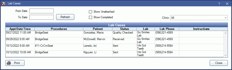 Open Dental Software - Lab Cases