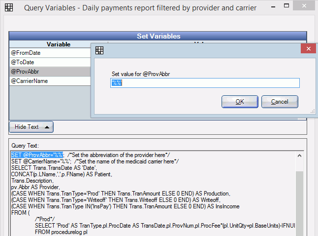 Open Dental Software - Query Favorites