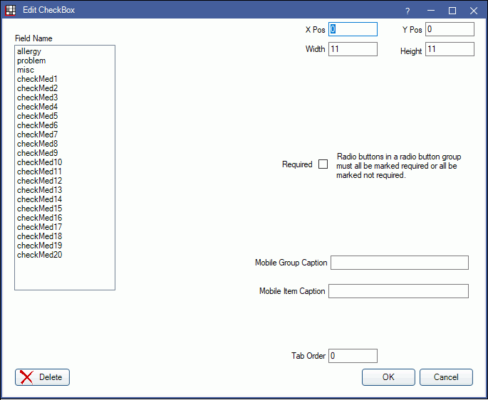 Open Dental Software - Medical History Layout