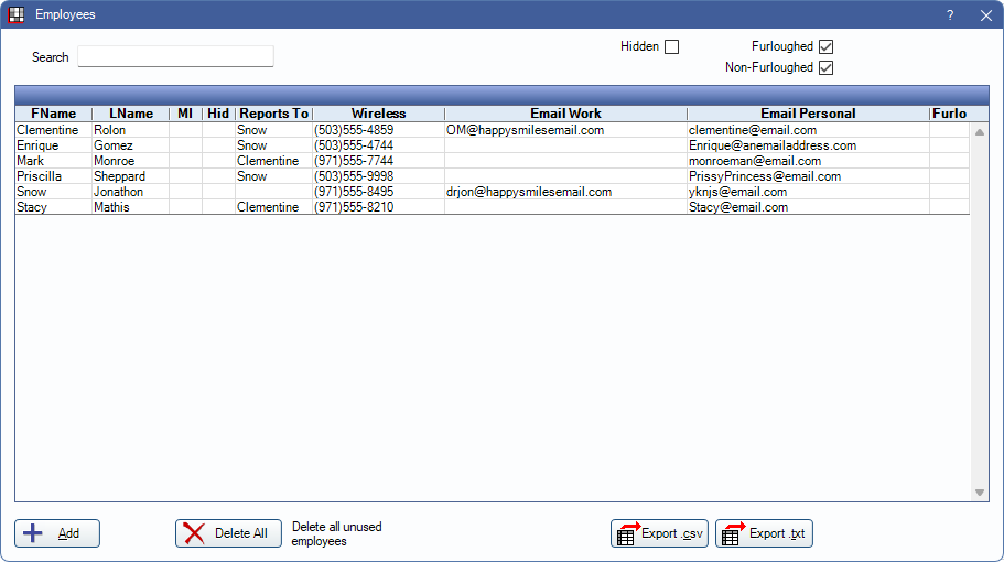 Open Dental Software - Employees
